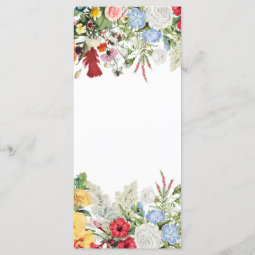Floral Garden Colorful Flowers Wedding Menu | Zazzle