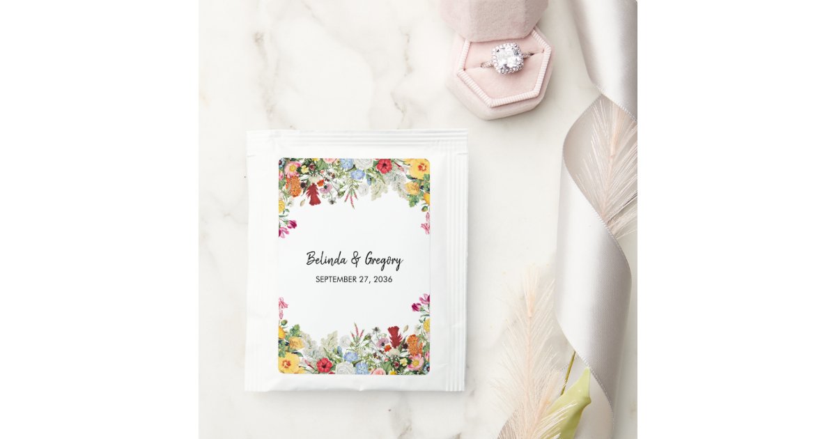 Floral Garden Colorful Flowers Wedding Tea Bag Drink Mix | Zazzle