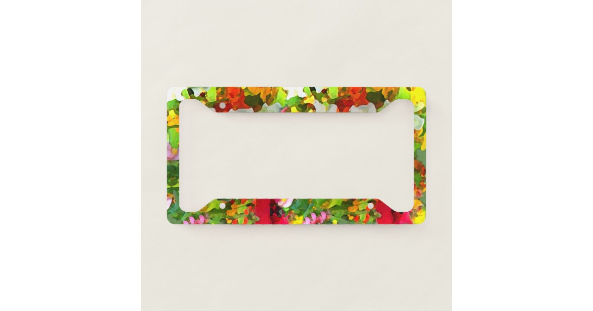 Floral Garden Flowers License Plate Frame | Zazzle