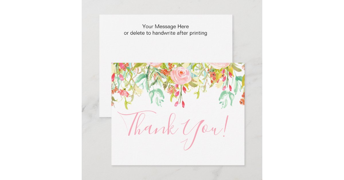 Floral Garden Pink Thank You Note Card | Zazzle