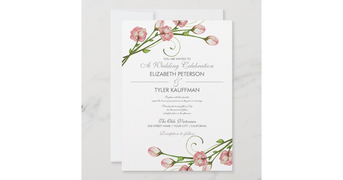Floral Garden Roses Wedding Invitation | Zazzle