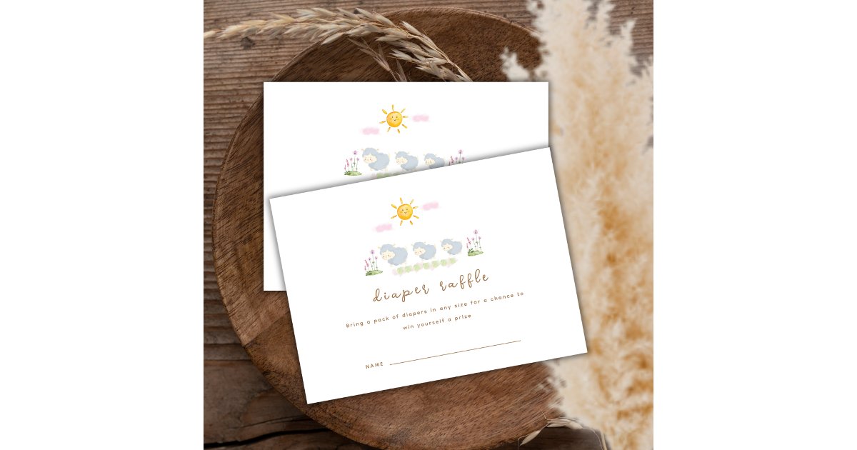 Floral Garden Sheep Diaper Raffle Baby Shower Enclosure Card | Zazzle