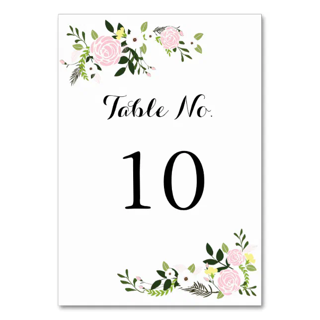 Floral Garden Table Number Card -white | Zazzle