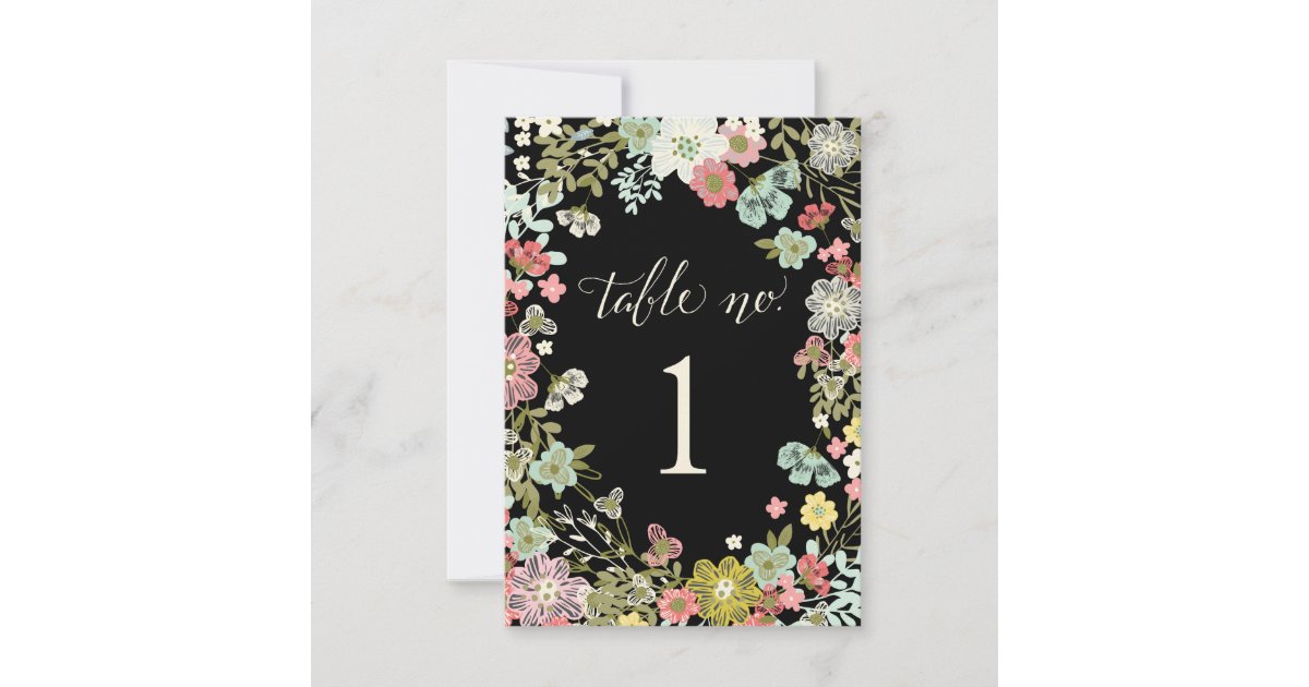 Floral Garden Wedding Table Number Cards | Zazzle