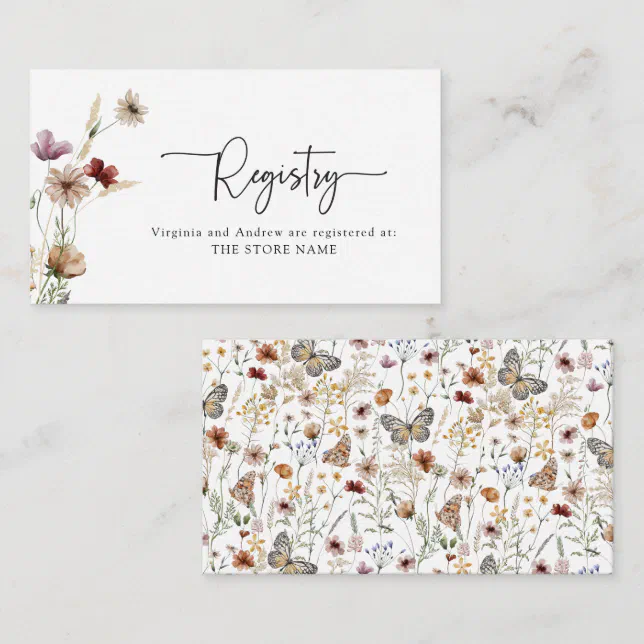 Floral Gift Registry Enclosure Card | Zazzle