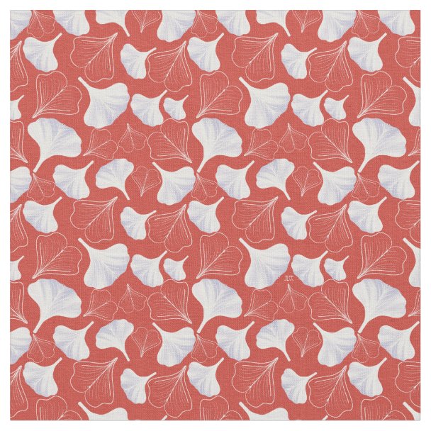 Japanese Leaf Floral Botanical Art Pattern Fabric | Zazzle