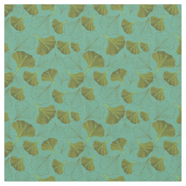 Vintage Gingko Black Floral Pattern Fabric | Zazzle