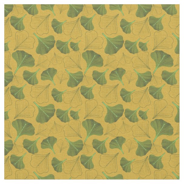 Yellow Ginkgo Leaves Pattern Fabric | Zazzle