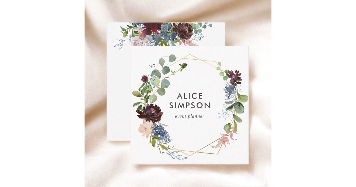 Floral Girly Elegant Square Business Card | Zazzle