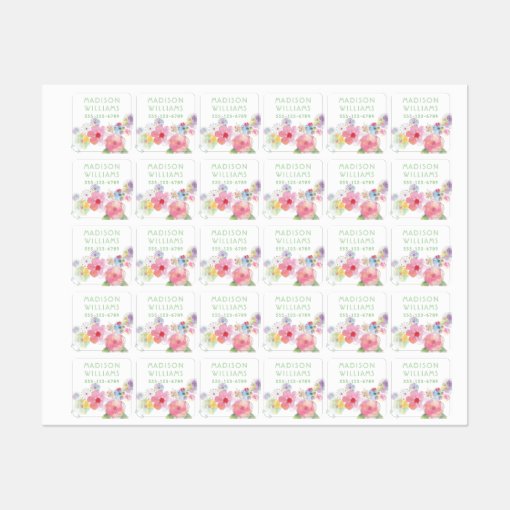 Floral Girly Modern Personalized Name Clothing Labels | Zazzle