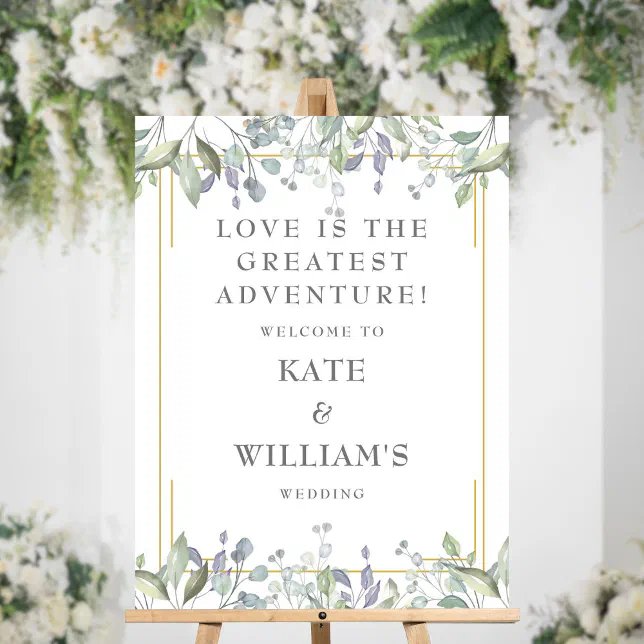 Floral Gold Geometric Wedding Welcome Sign | Zazzle