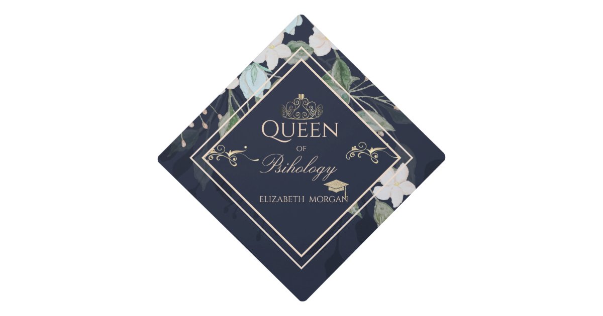 Floral Gold Tiara Glitter Graduation Cap | Zazzle