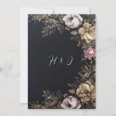 Floral Gothic Black Monogram Wedding Invitation | Zazzle