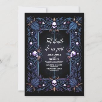 Floral Gothic Halloween Wedding Invitation | Zazzle