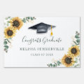 Floral Grad Eucalyptus Sunflower Script Graduation Sign | Zazzle