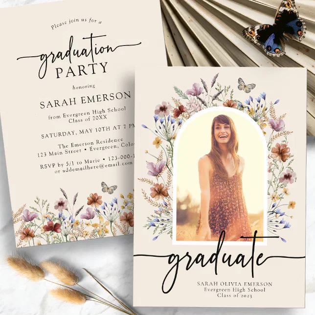 Floral Graduate Announcement | Zazzle