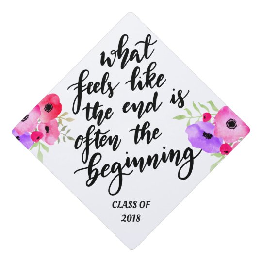 Floral Graduate Handwritten Script Graduation Cap Topper | Zazzle.com
