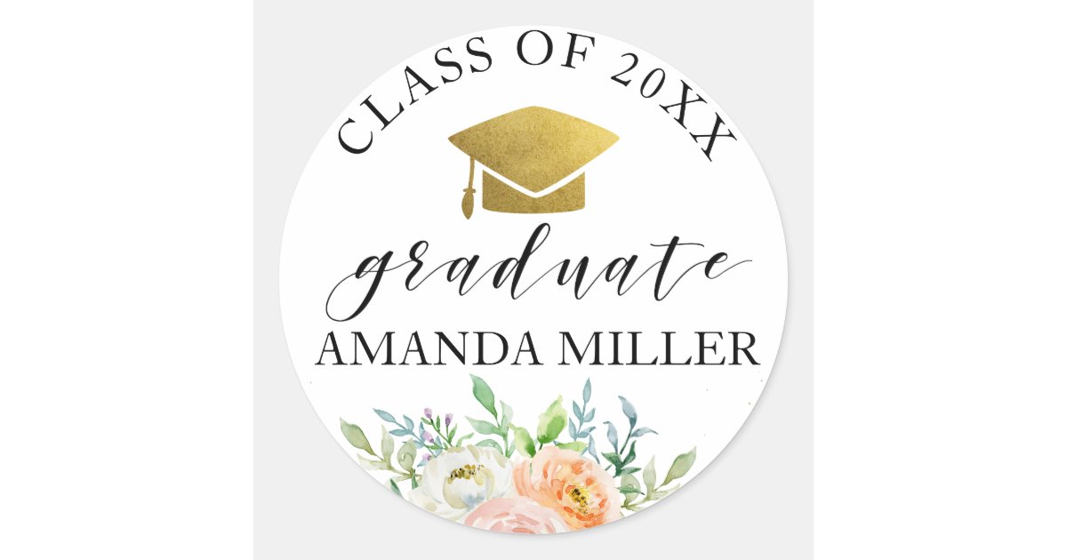 Floral graduate personalized graduation sticker | Zazzle