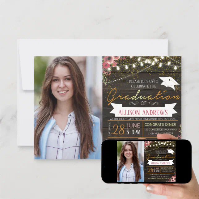 Floral Graduation Invitation | Zazzle