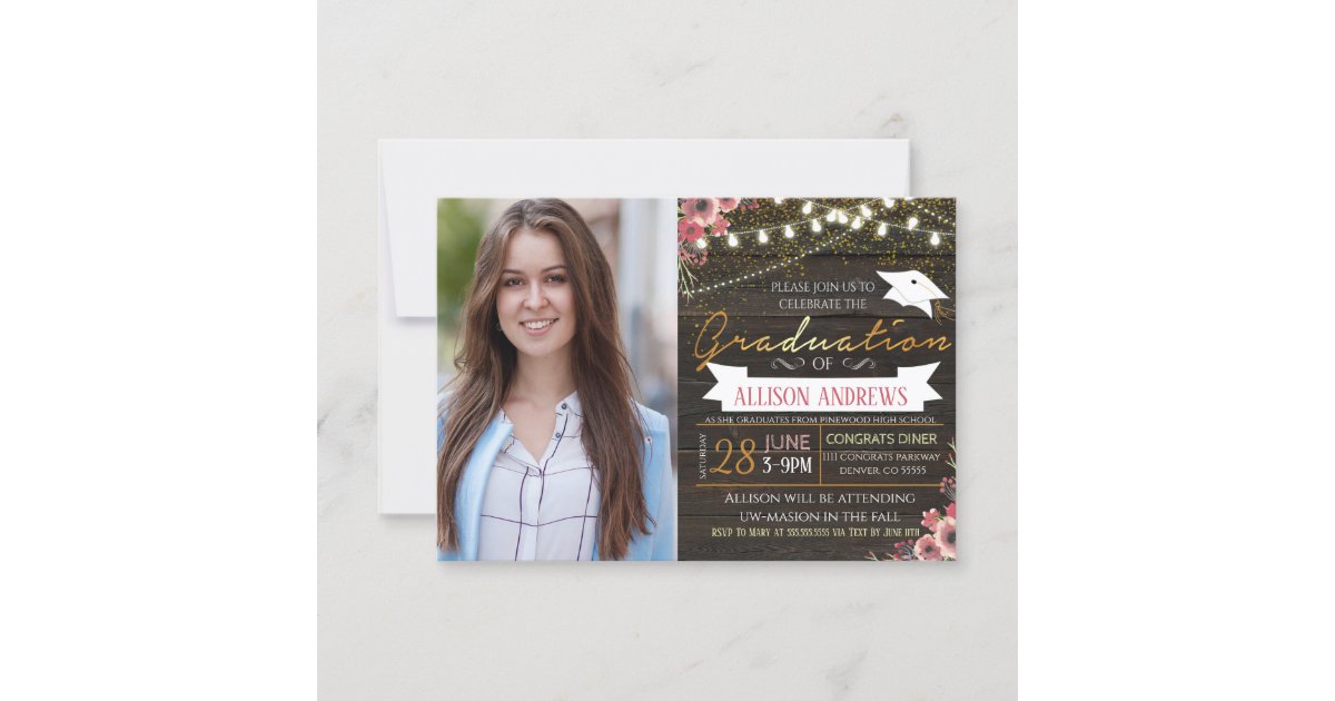 Floral Graduation Invitation | Zazzle