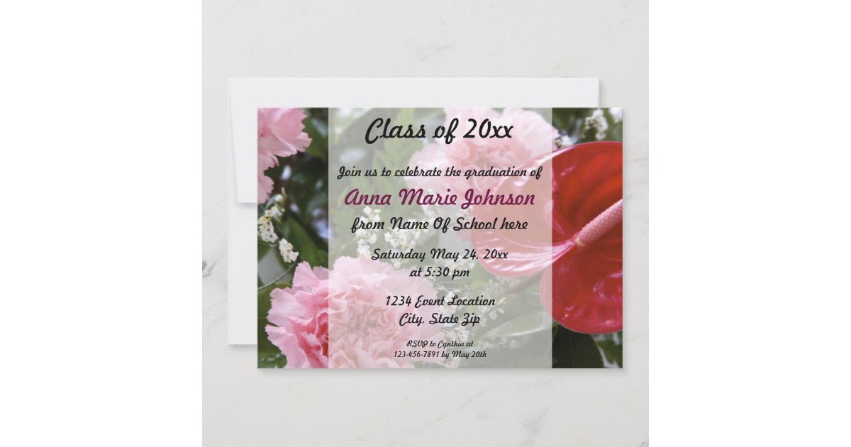 Floral Graduation Invitation | Zazzle