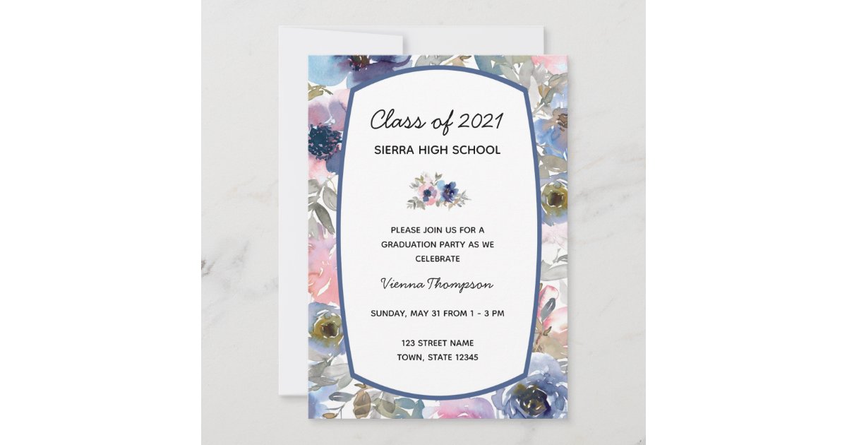 Floral Graduation Invitation | Zazzle