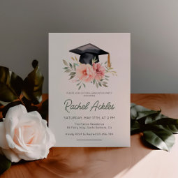 Floral Graduation Party Invitation, Girl Grad Invitation | Zazzle