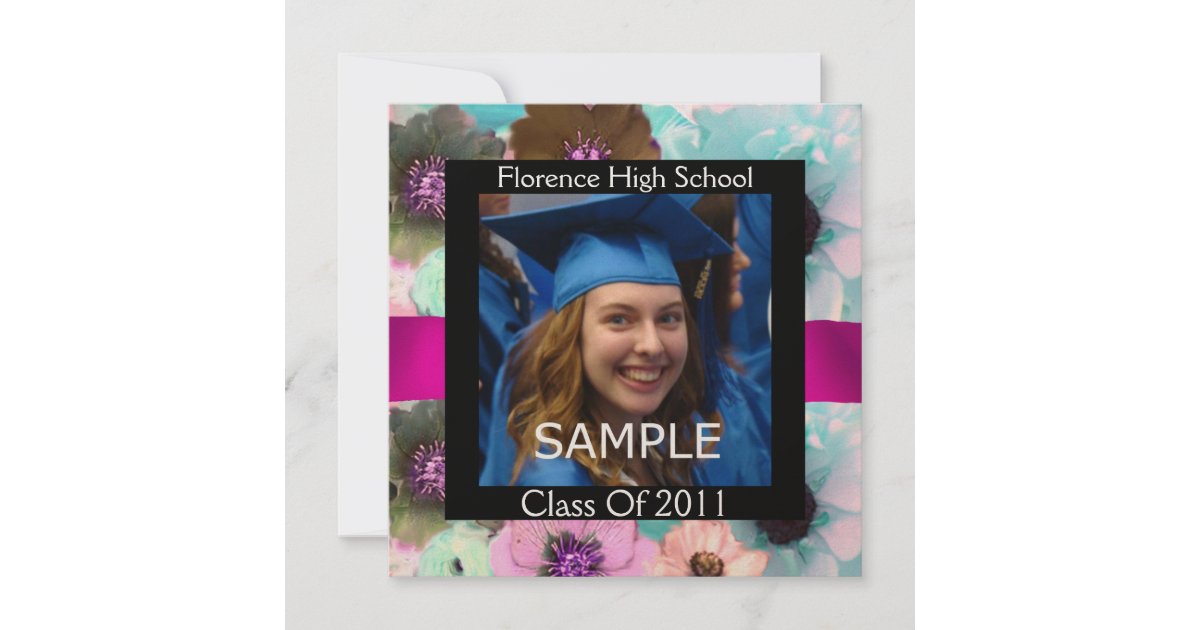 FLORAL GRADUATION PHOTO TEMPLATE MONOGRAM | Zazzle