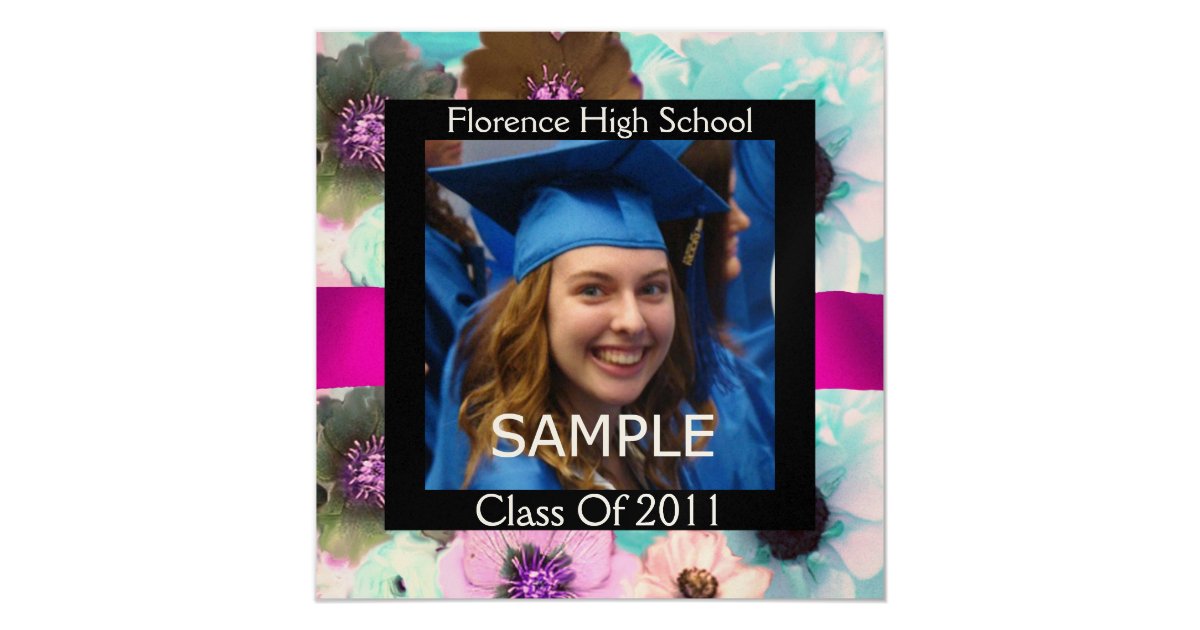 FLORAL GRADUATION PHOTO TEMPLATE MONOGRAM | Zazzle.com