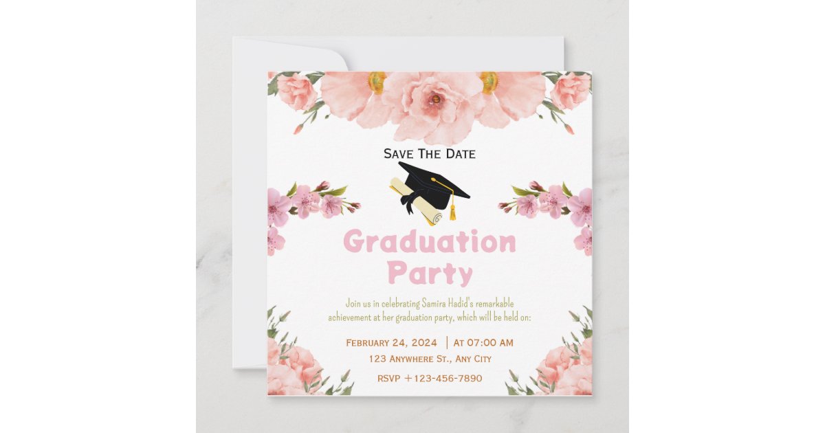 Floral Graduation Save the Date Card | Zazzle