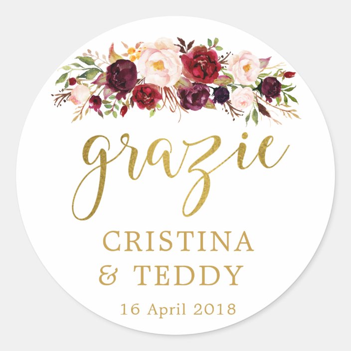 Floral Grazie Monogram Wedding Favor Sticker | Zazzle.com