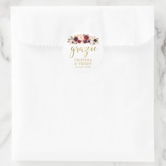 Floral Grazie Monogram Wedding Favor Sticker | Zazzle