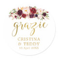 Floral Grazie Monogram Wedding Favor Sticker | Zazzle