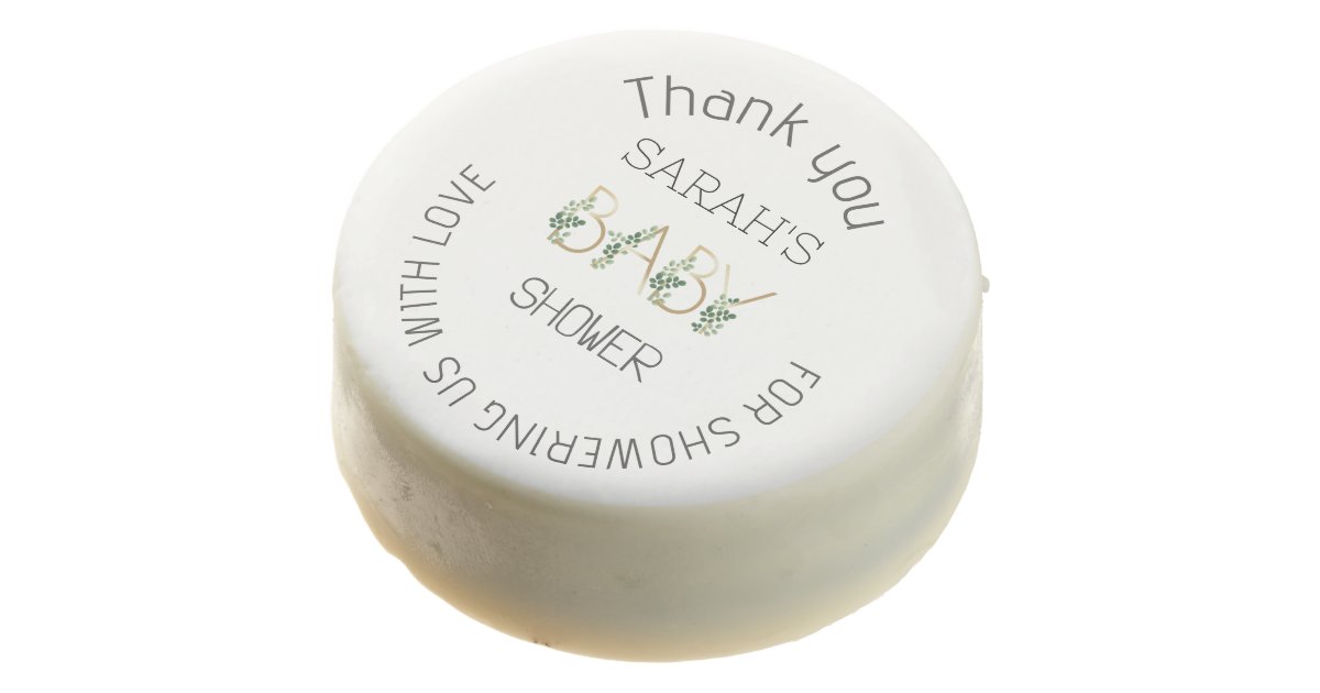 Floral Greenery Cute Baby Shower Thank You Chocolate Covered Oreo | Zazzle