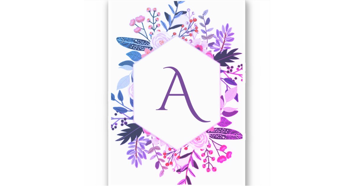 Floral greenery initial Sticker | Zazzle