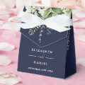 Floral Greenery Monogram Navy Blue Wedding Favor Boxes | Zazzle