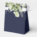 Floral Greenery Monogram Navy Blue Wedding Favor Boxes | Zazzle
