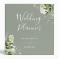 Floral Greenery Sage Green Wedding Planner 3 Ring Binder | Zazzle