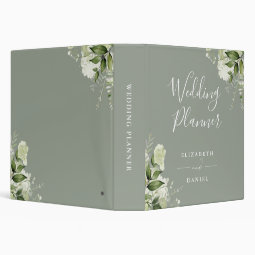 Floral Greenery Sage Green Wedding Planner 3 Ring Binder | Zazzle