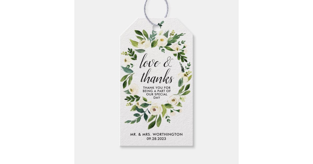 Floral Greenery Vintage Rustic Wedding Favor Tags | Zazzle