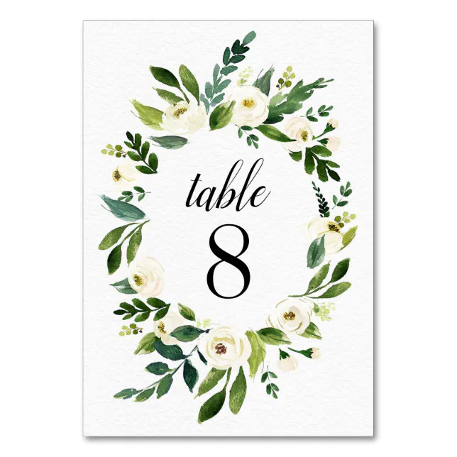 Floral Greenery Vintage Wedding Table Number Cards | Zazzle