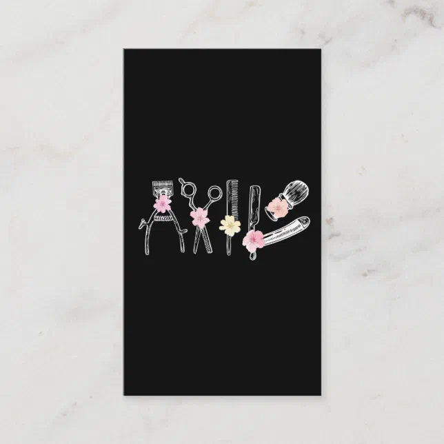 Floral Hairdresser Hairstylist Barber Tools Flower Business Card | Zazzle