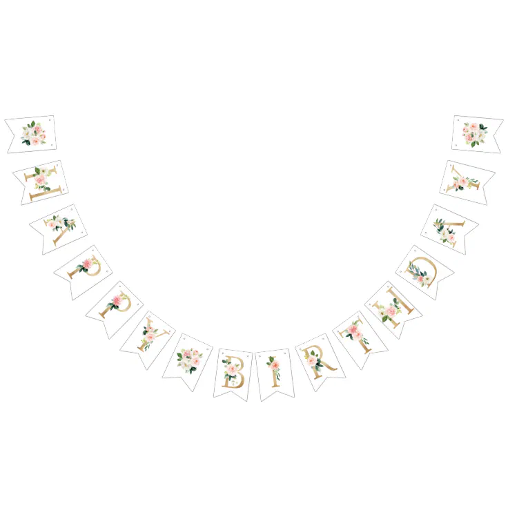 Floral Happy Birthday Bunting Flags, Banner | Zazzle