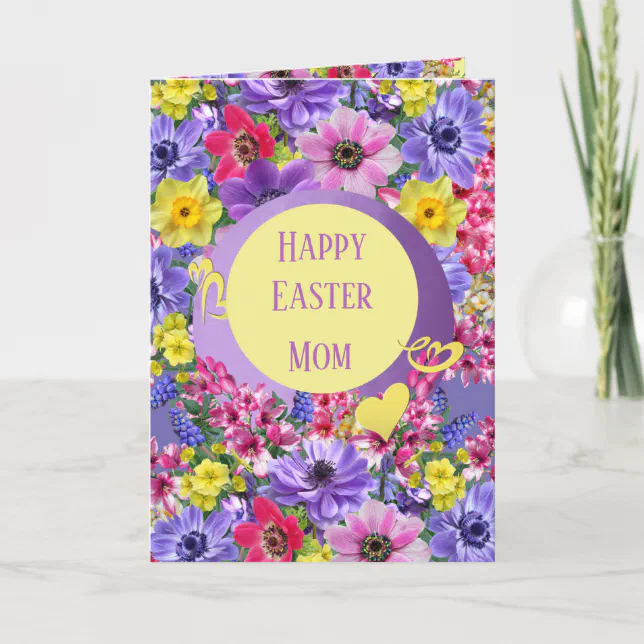 Floral Happy Easter Mom Holiday Card | Zazzle