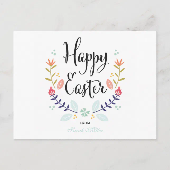 Floral Happy Easter Postcard | Zazzle