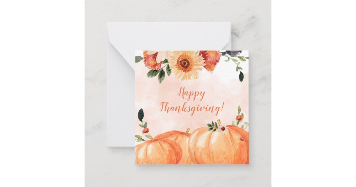 Floral Happy Thanksgiving Note Card | Zazzle
