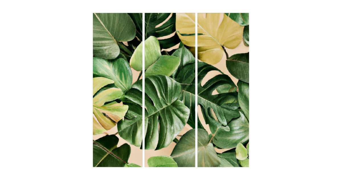 Floral/Hawaiian/Tropical leaf Triptych | Zazzle