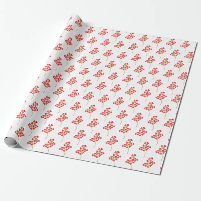 floral heart design on white wrapping paper | Zazzle