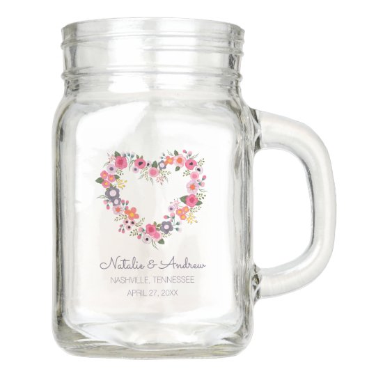Floral Heart Mason Jar | Zazzle.com