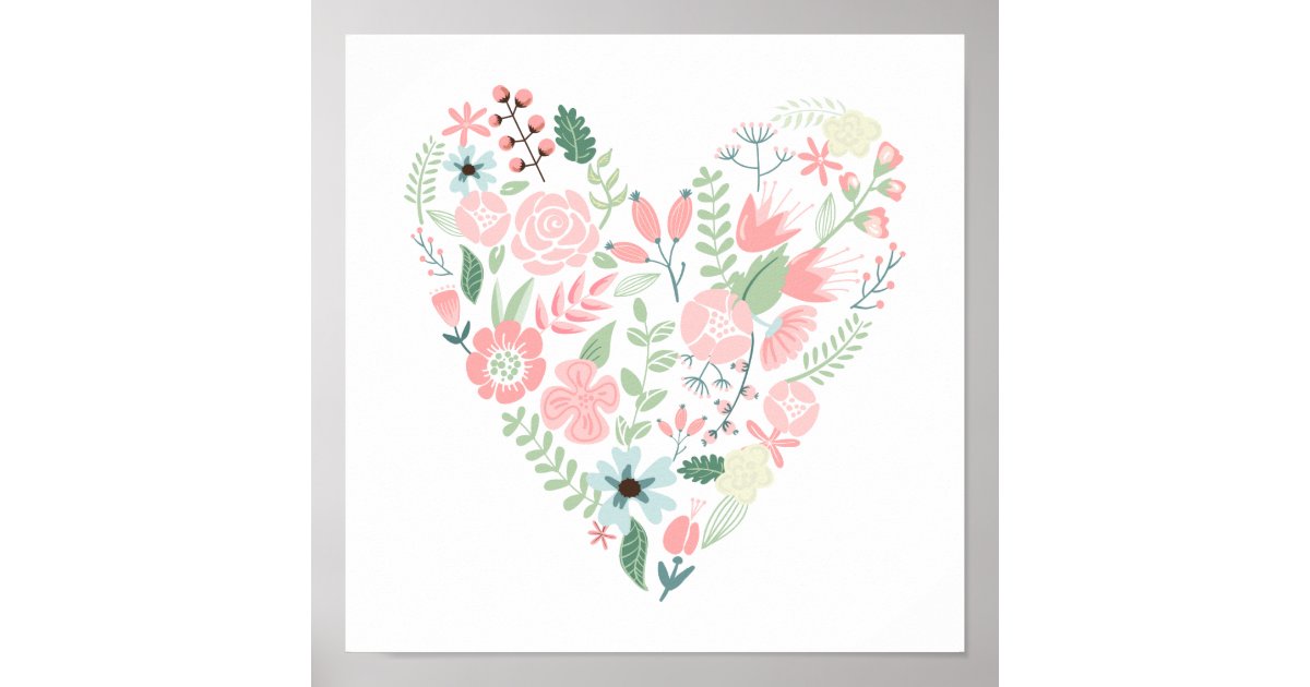 Floral Heart Poster | Zazzle